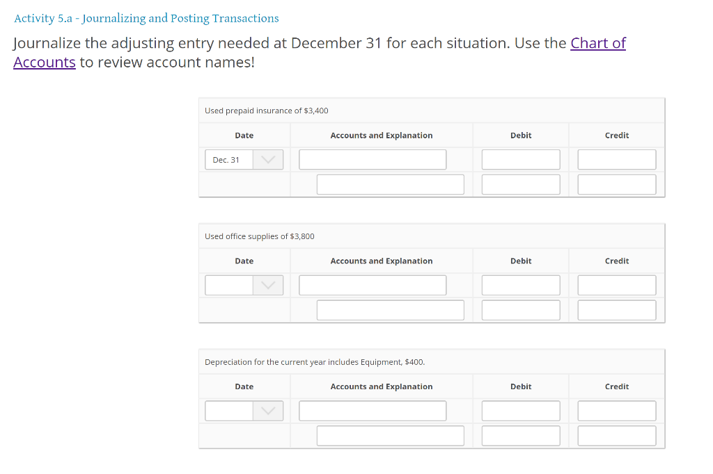 Solved Activity 5.a - Journalizing and Posting Transactions | Chegg.com