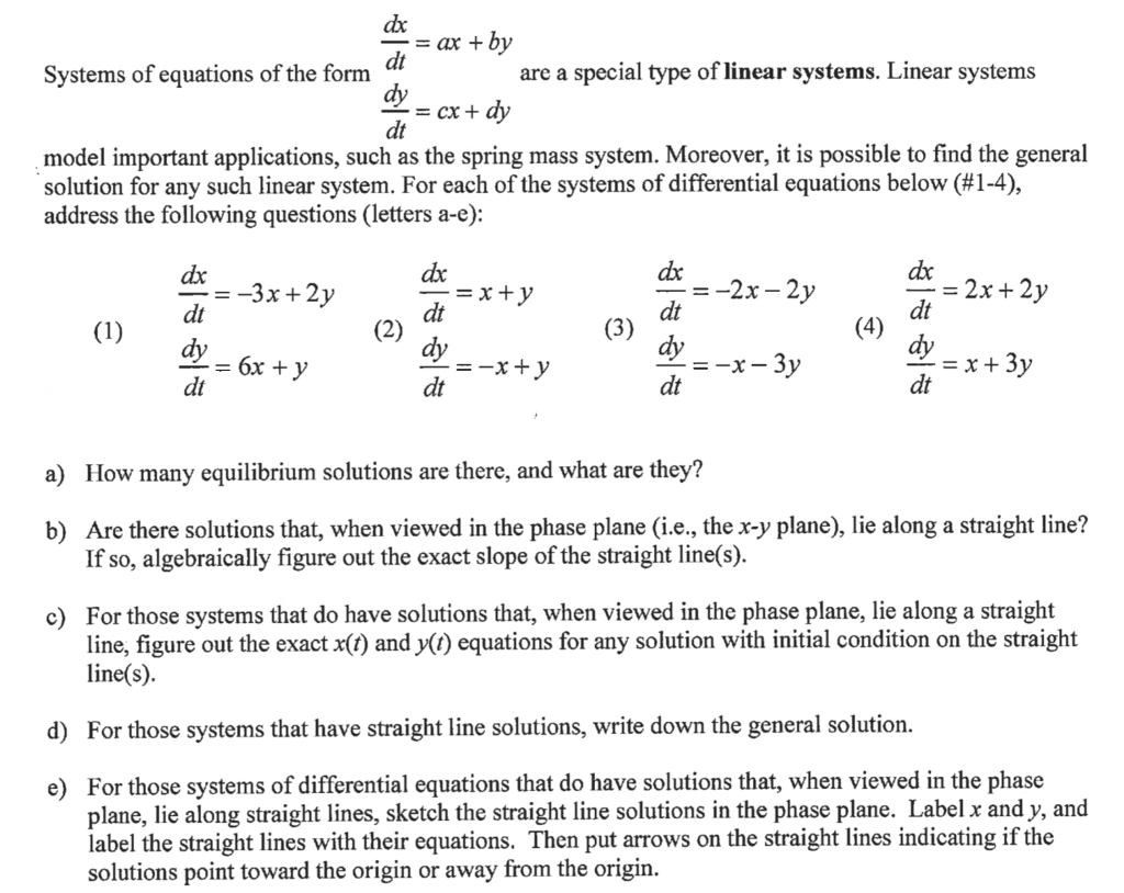Solved a by Systems of equations of the form are a special | Chegg.com
