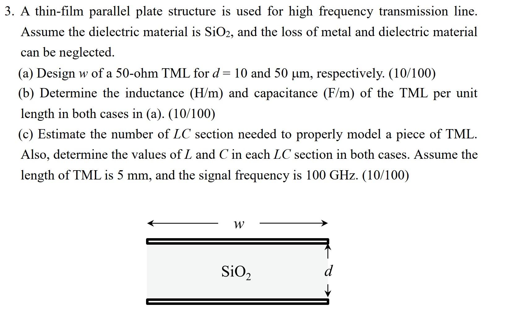 Solved a 3. A thin-film parallel plate structure is used for | Chegg.com