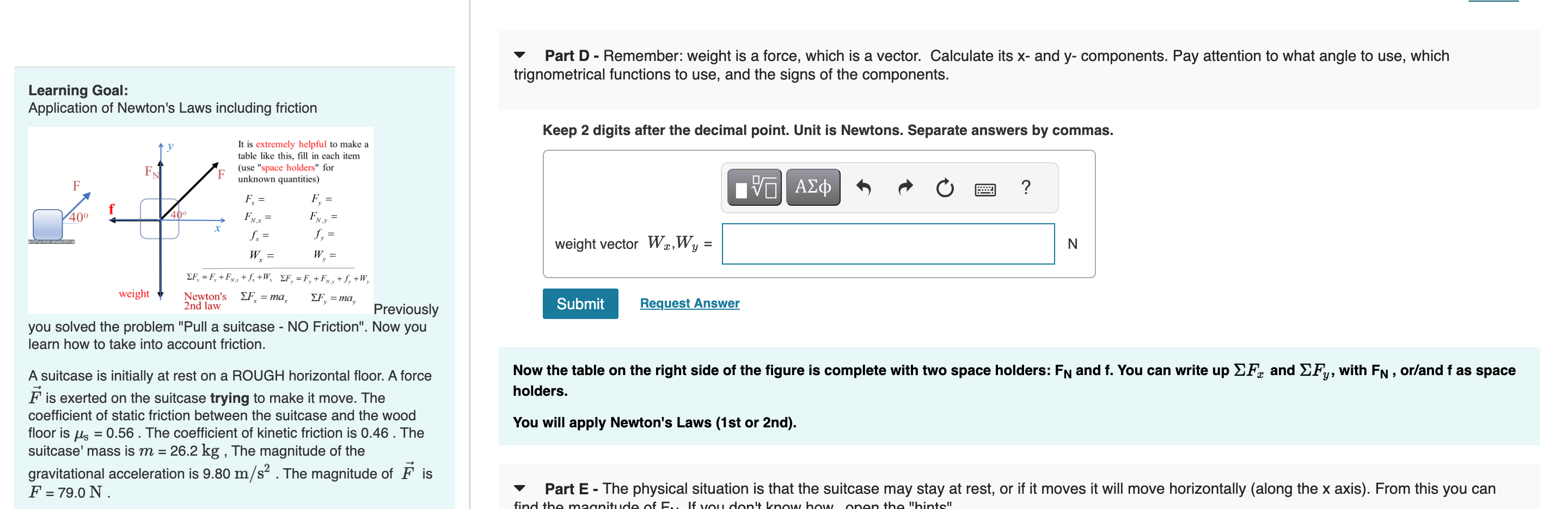 Solved Learning Goal: Application of Newton's Laws including | Chegg.com