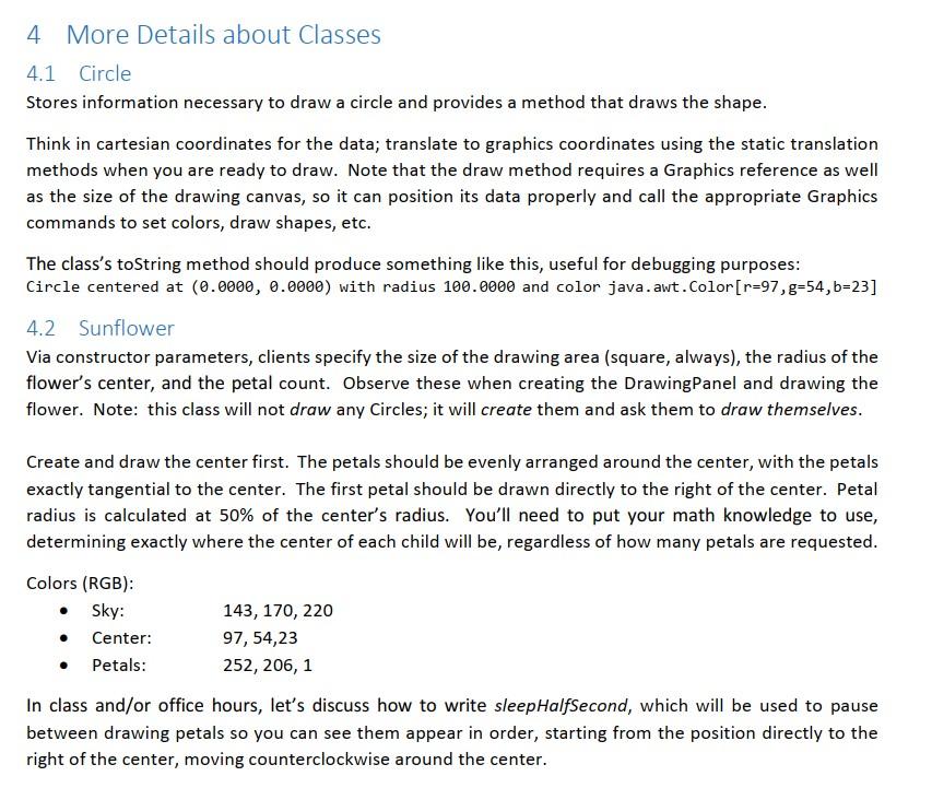 Solved I need more help to create the circle class please, | Chegg.com