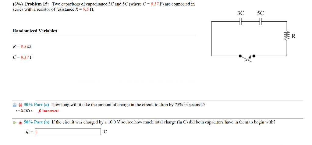 Solved 6 Problem 15 Two Capacitors Of Capacitance 3c