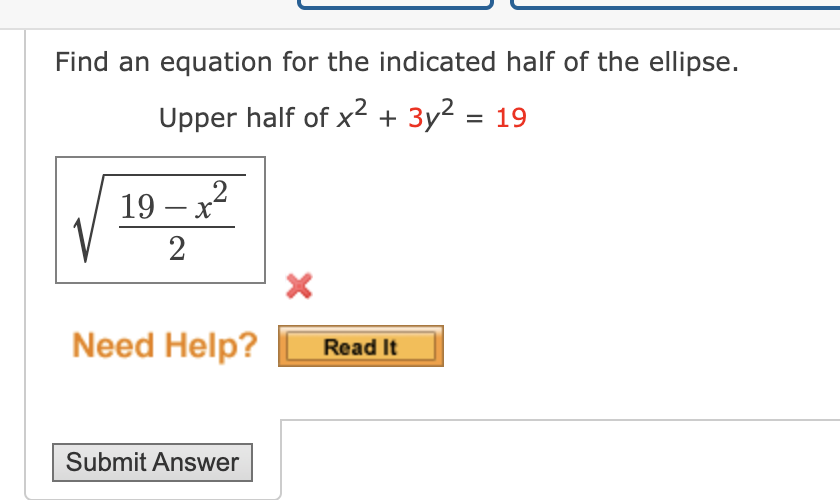 Solved Find an equation for the indicated half of the | Chegg.com