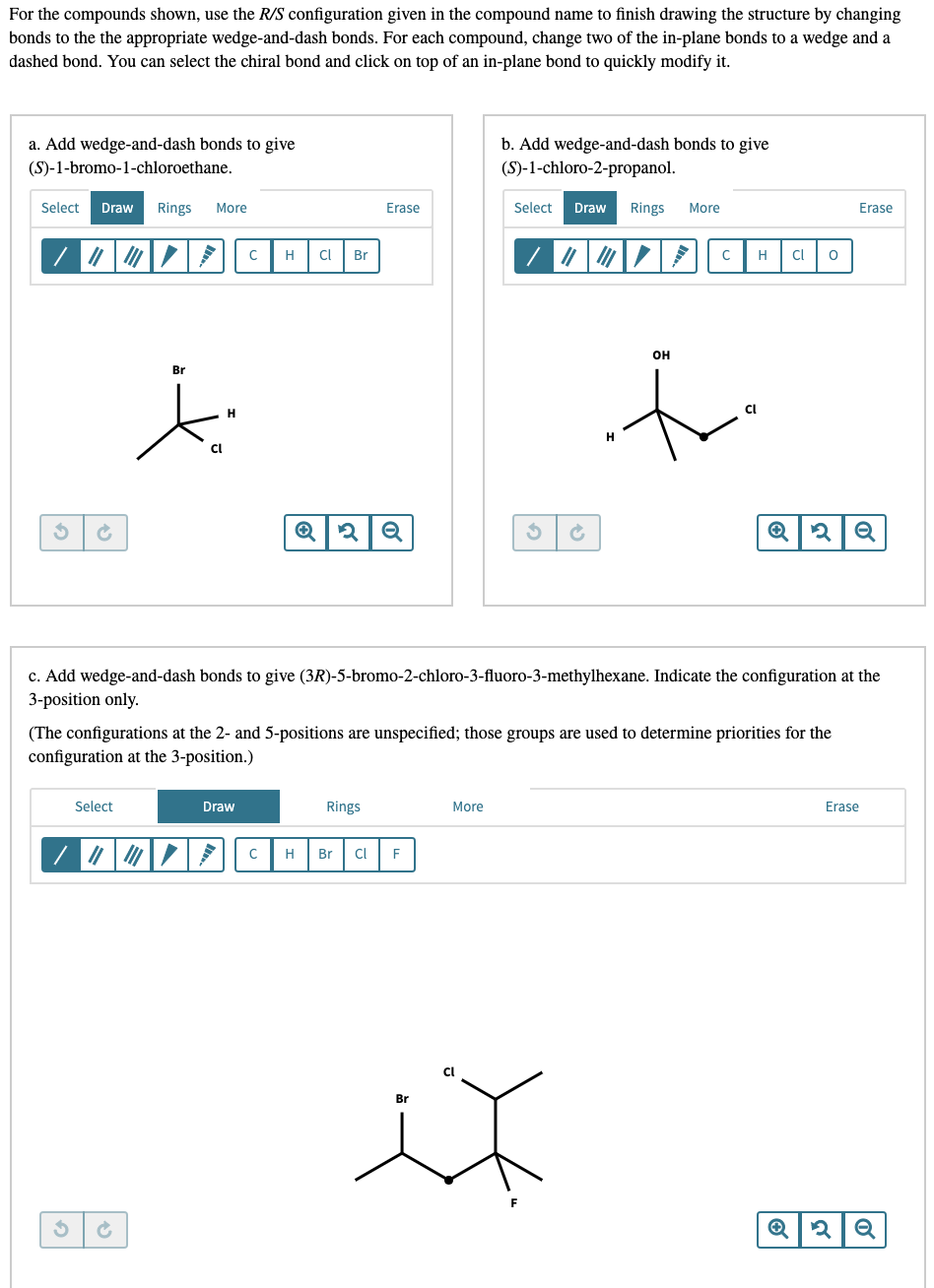 Solved For the compounds shown, use the R/S configuration | Chegg.com