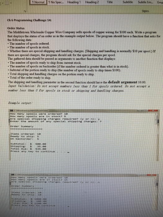 Solved LNormal」 No Spac Heading 1 Heading 2 Title Subtitle | Chegg.com