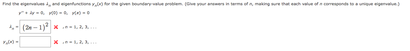Solved Find the eigenvalues in and eigenfunctions yn(x) for | Chegg.com