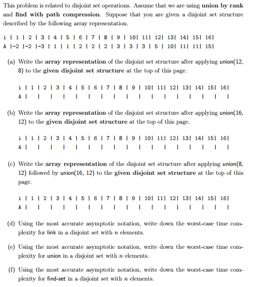 Solved This problem is related to disjoint set operations. | Chegg.com