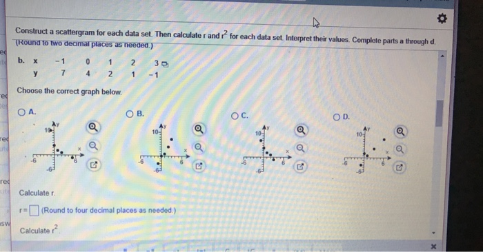 Solved Construct a scattergram for each data set. Then | Chegg.com