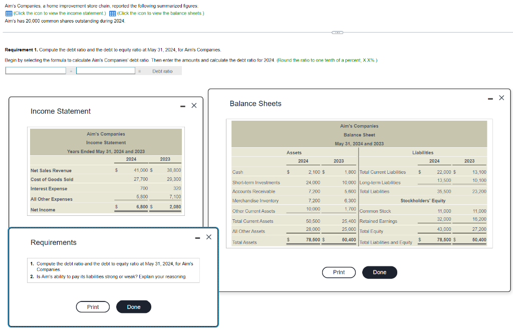 Solved Aim's Companies, a home improvement store chain, | Chegg.com