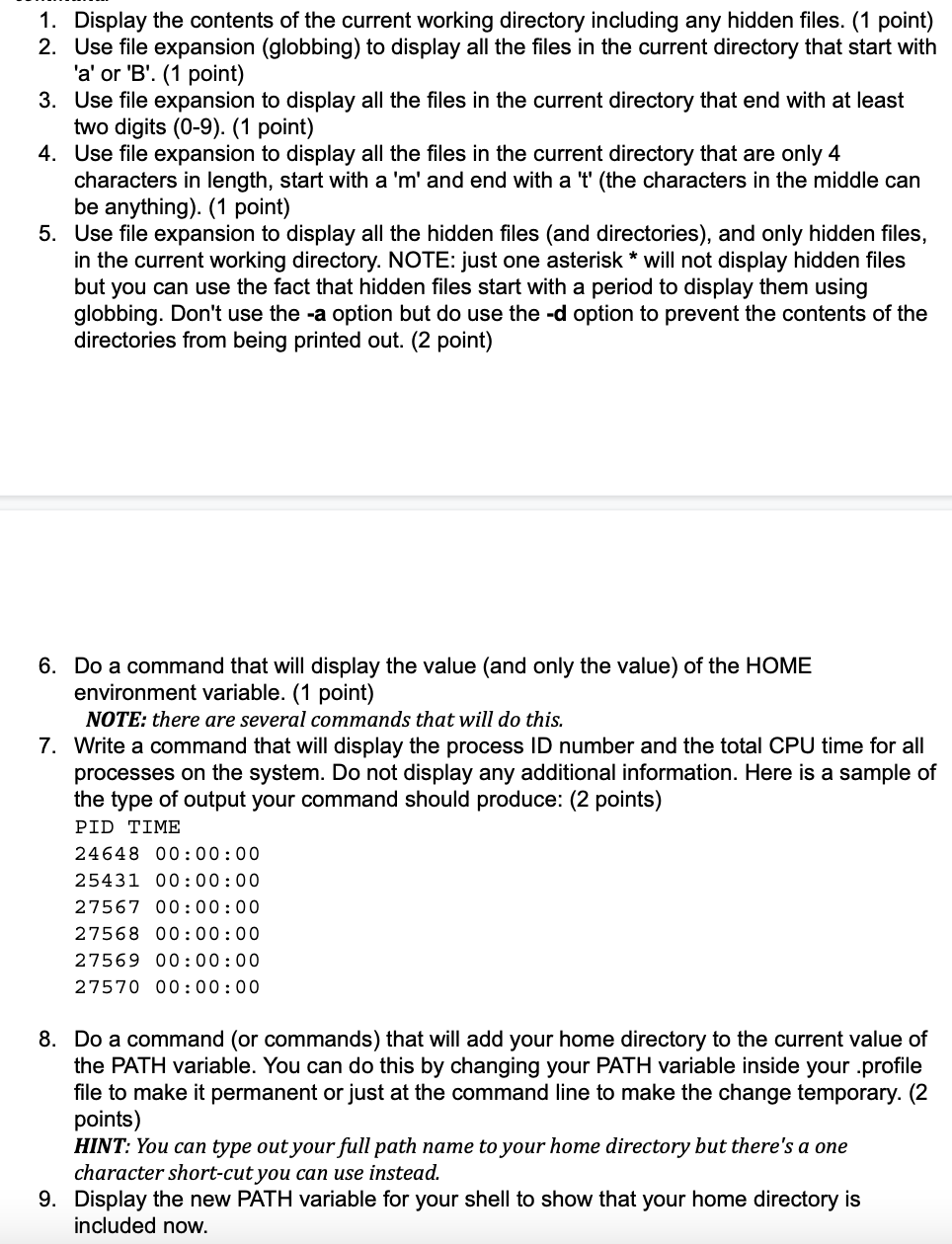 Solved 1. Display the contents of the current working | Chegg.com