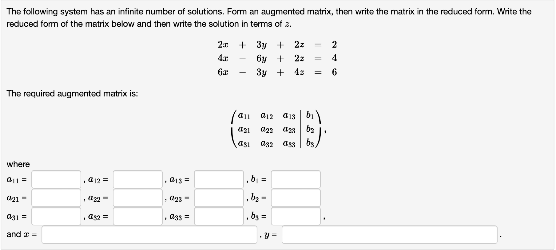 Solved The following system has an infinite number of | Chegg.com