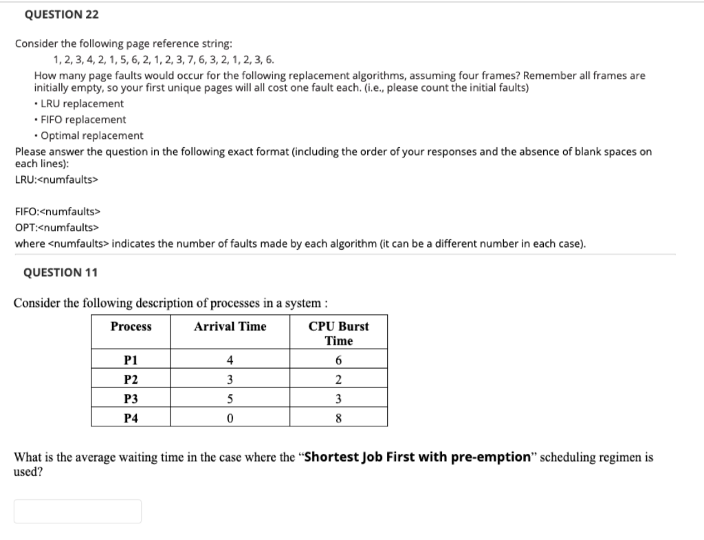Solved QUESTION 22 Consider the following page reference | Chegg.com