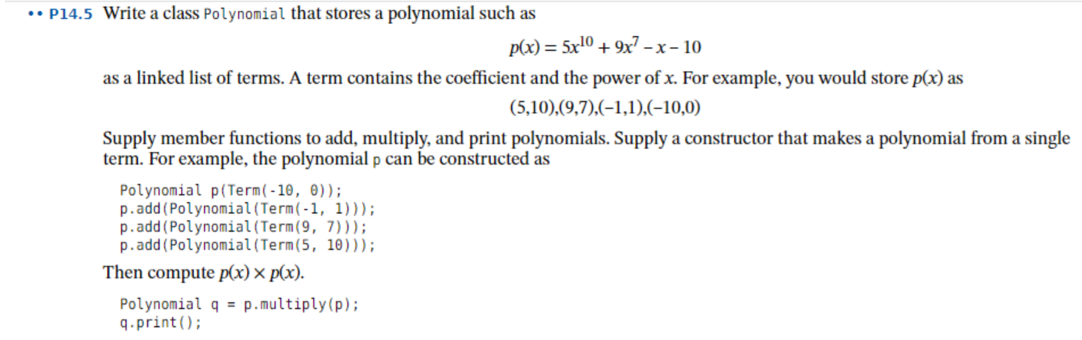 Solved • P145 Write A Class Polynomial That Stores A 