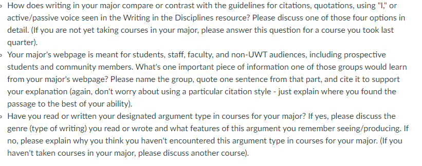 Solved How does writing in your major compare or contrast | Chegg.com