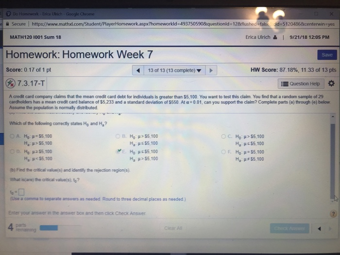Solved Do l k Erica Ulrich-Google Chrome 슬 Secure | Chegg.com