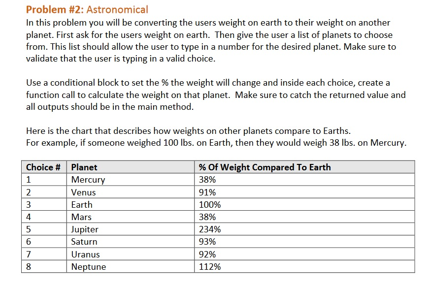 Calculate Weight On Other Planets