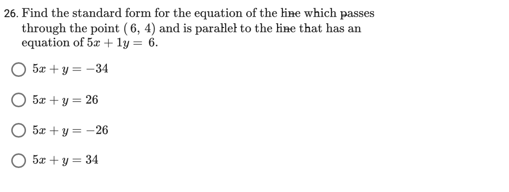 Solved 26. Find the standard form for the equation of the | Chegg.com