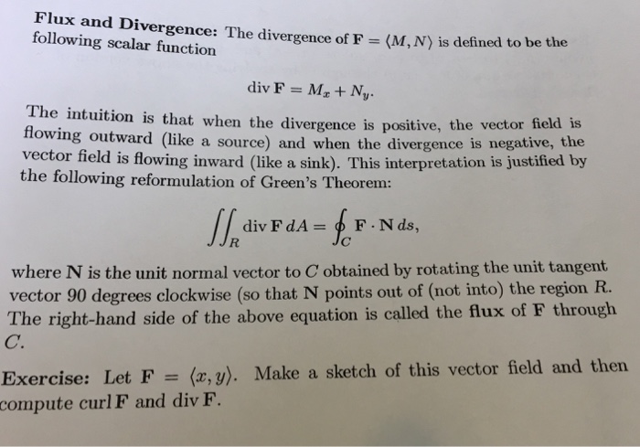 Solved Flux and Divergence: The divergence of F = (M, N) is | Chegg.com