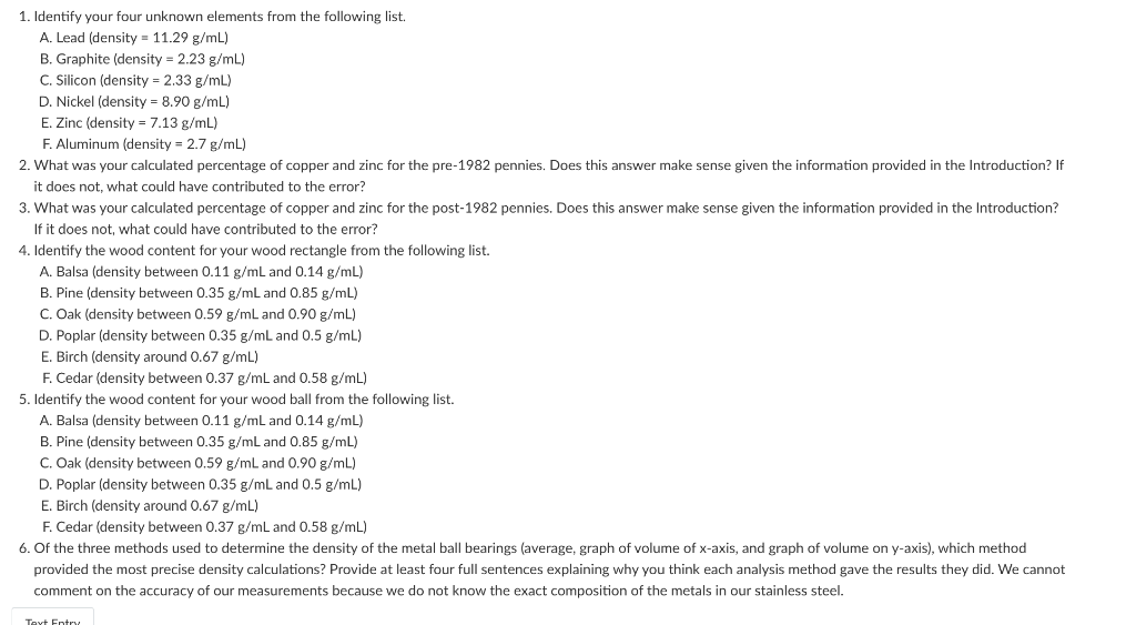 1. Identify your four unknown elements from the | Chegg.com