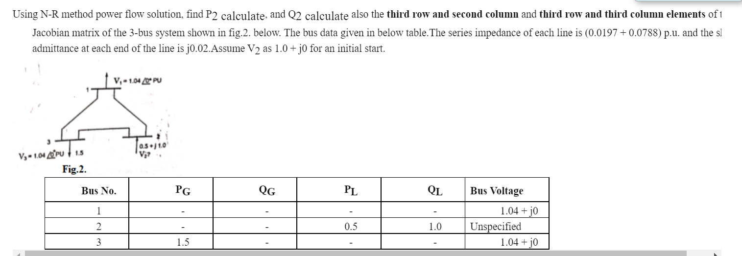 Solved Using N-R method power flow solution, find P2 | Chegg.com