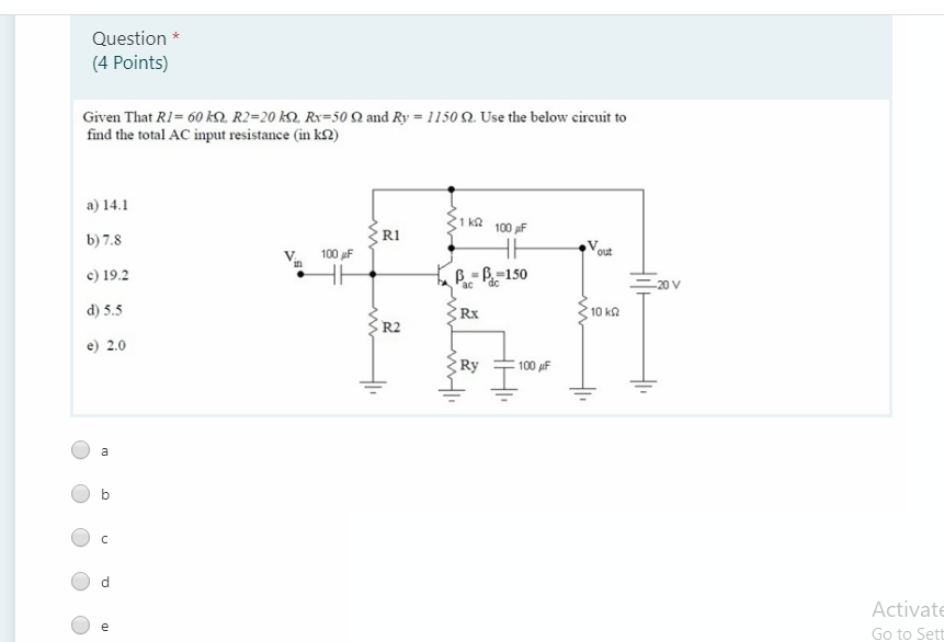 Solved Question * (4 Points) Given That Ri= 60 k22, R2=20 | Chegg.com