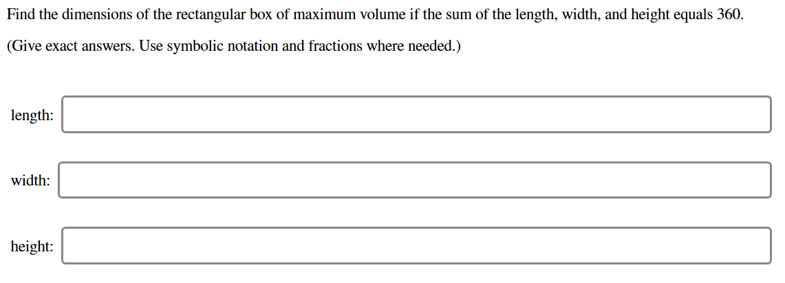 Solved Find the dimensions of the rectangular box of maximum | Chegg.com