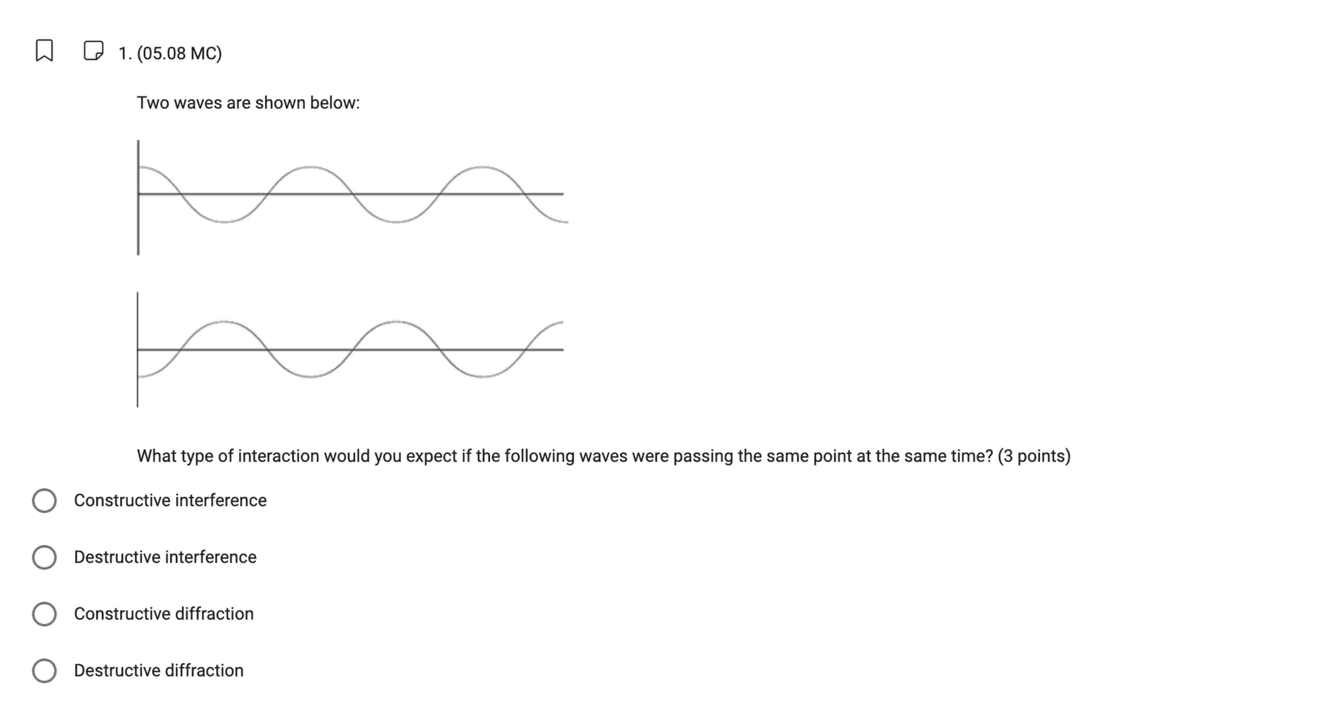 Solved 1. ( 05.08 ﻿MC ) ﻿Two waves are shown below: What | Chegg.com