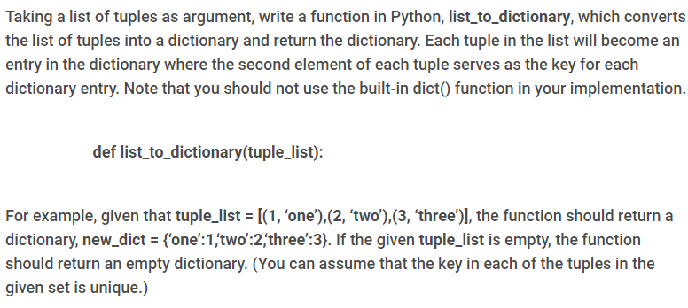 Solved Taking a list of tuples as argument, write a function | Chegg.com