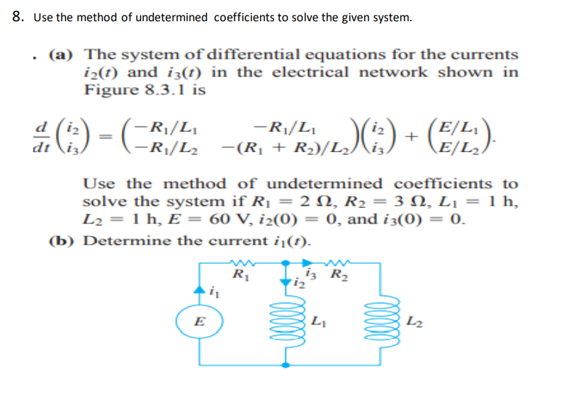 Solved 8. Use the method of undetermined coefficients to | Chegg.com