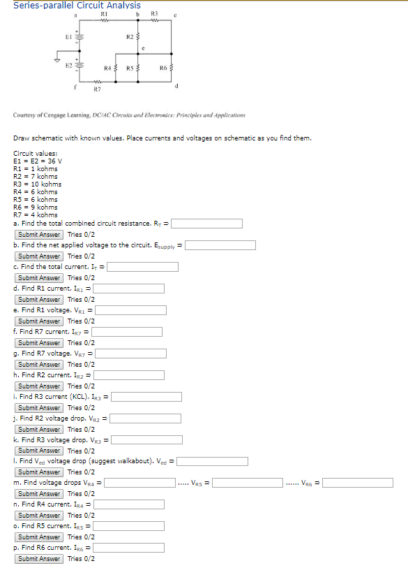 Solved Series-parallel Circuit Analysis RI b R3 EI R2 E2 R4 | Chegg.com