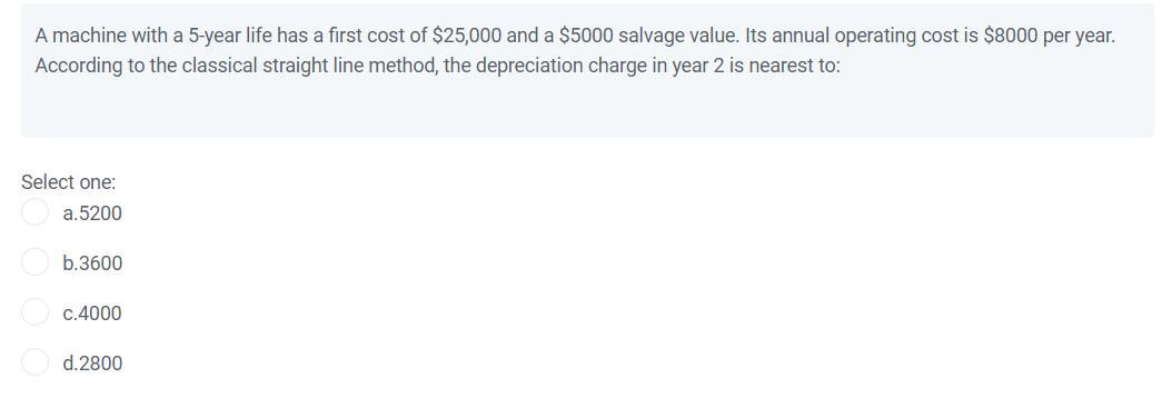 Solved A machine with a 5-year life has a first cost of | Chegg.com