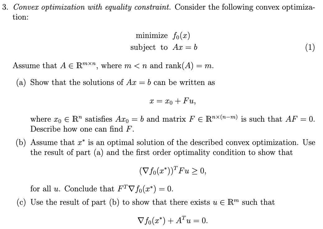 Solved 3. Convex optimization with equality constraint. | Chegg.com