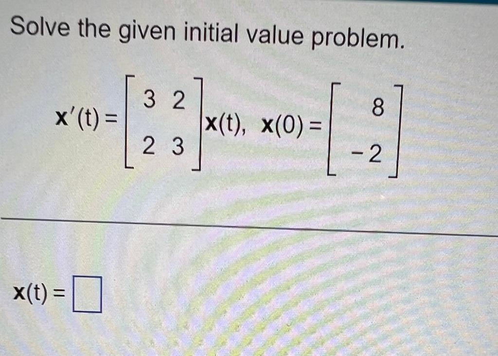 Solved Solve the given initial value problem. | Chegg.com