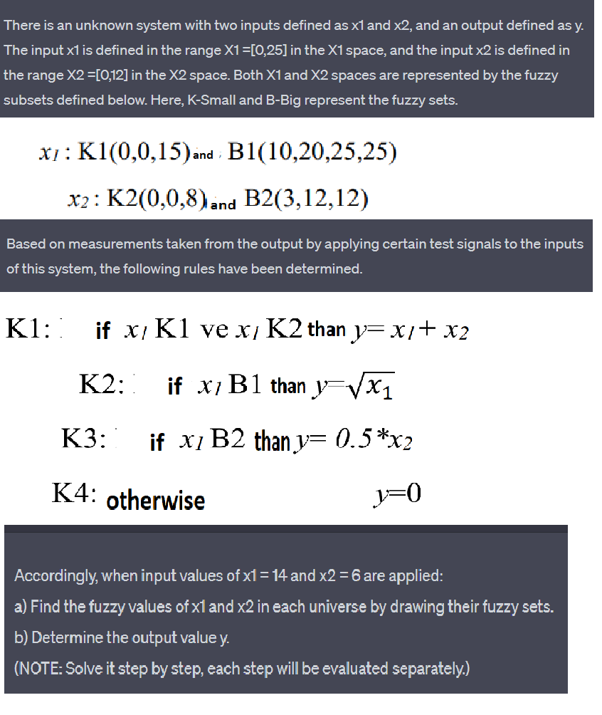 Solved There is an unknown system with two inputs defined as | Chegg.com