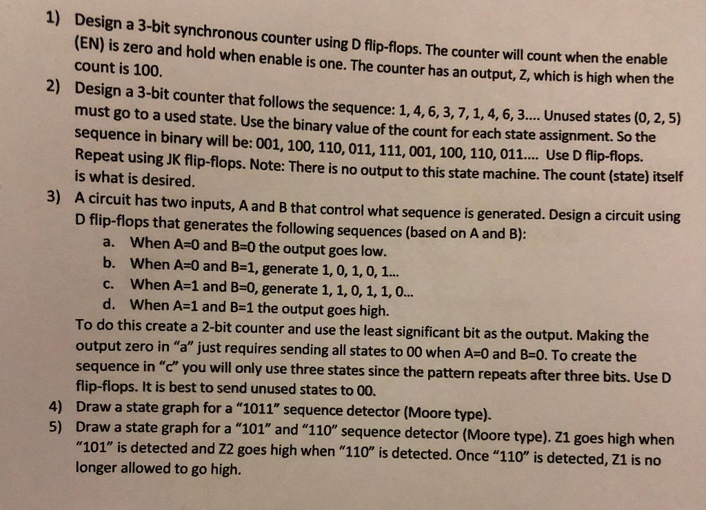 Solved 1) Design a 3-bit synchronous counter using D | Chegg.com