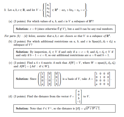 Solved for part (d), how can we know the vector v belongs to | Chegg.com