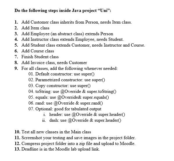 Solved Do the following steps inside Java project “Uni”: 1. | Chegg.com