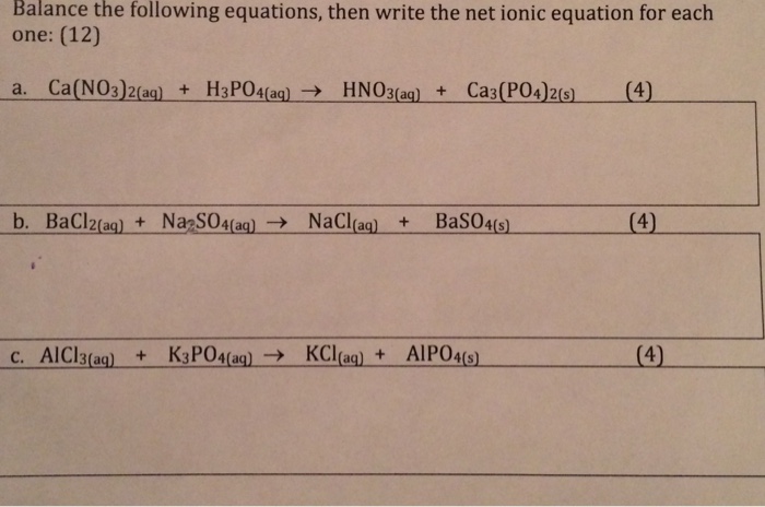 Solved Balance the following equations, then write the net | Chegg.com