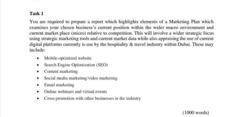 Solved Task 1 You are required to prepare a report which | Chegg.com