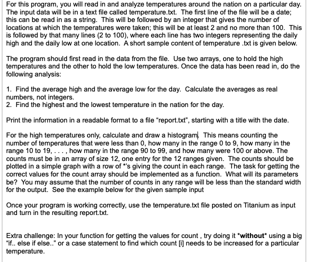 For this program, you will read in and analyze | Chegg.com