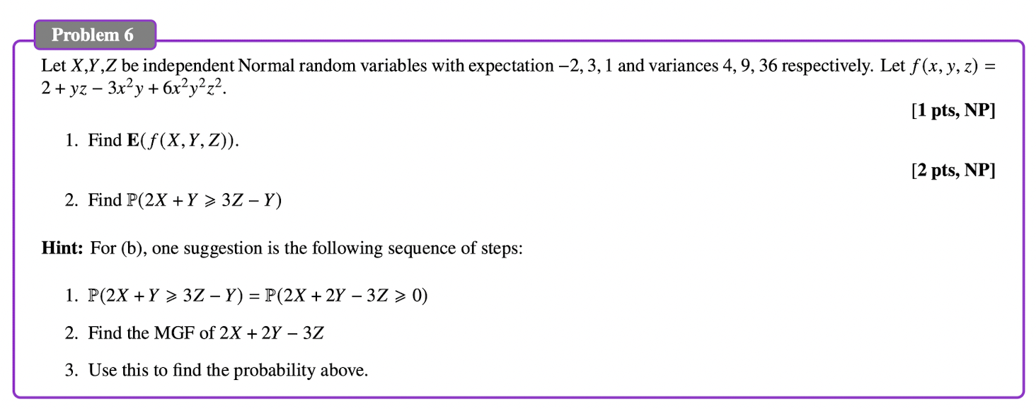 Let X,Y,Z be independent Normal random variables with | Chegg.com