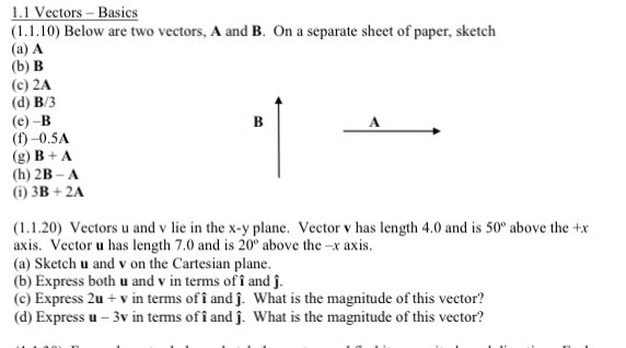 Solved Below are two vectors, A and B. On a separate sheet | Chegg.com