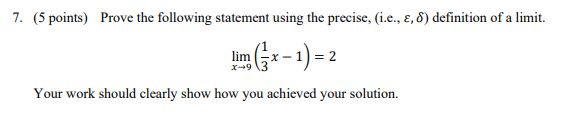 Solved (5 points) Prove the following statement using the | Chegg.com