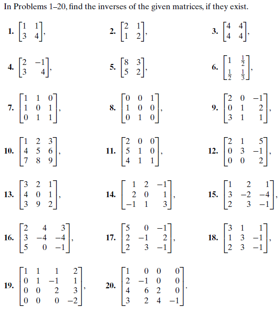 Solved In Problems 1-20, find the inverses of the given | Chegg.com