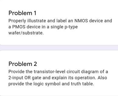 Solved Problem 1 Properly illustrate and label an NMOS | Chegg.com
