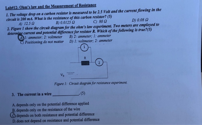 Solved Lab#12: Ohm's law and the Measurement of Resistance | Chegg.com