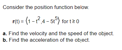Solved Consider the position function below. | Chegg.com