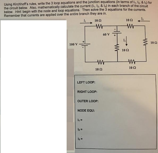 Solved Using Kirchhoffs rules, write the 3 loop equations | Chegg.com