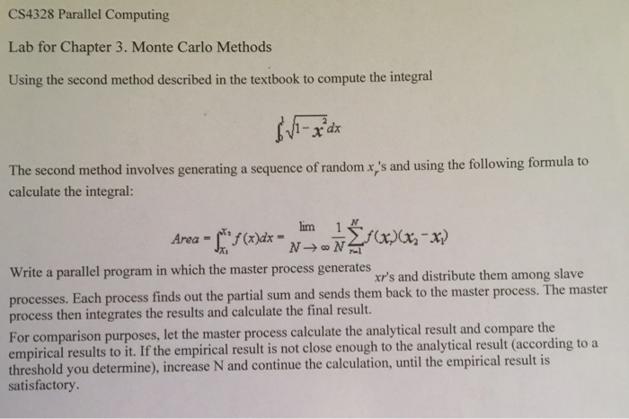 Solved CS4328 Parallel Computing Lab for Chapter 3. Monte | Chegg.com