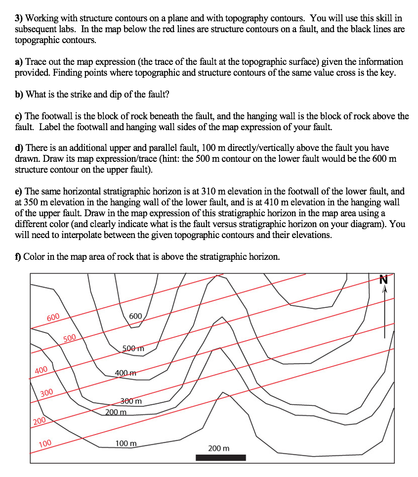 Solved 3) Working with structure contours on a plane and | Chegg.com